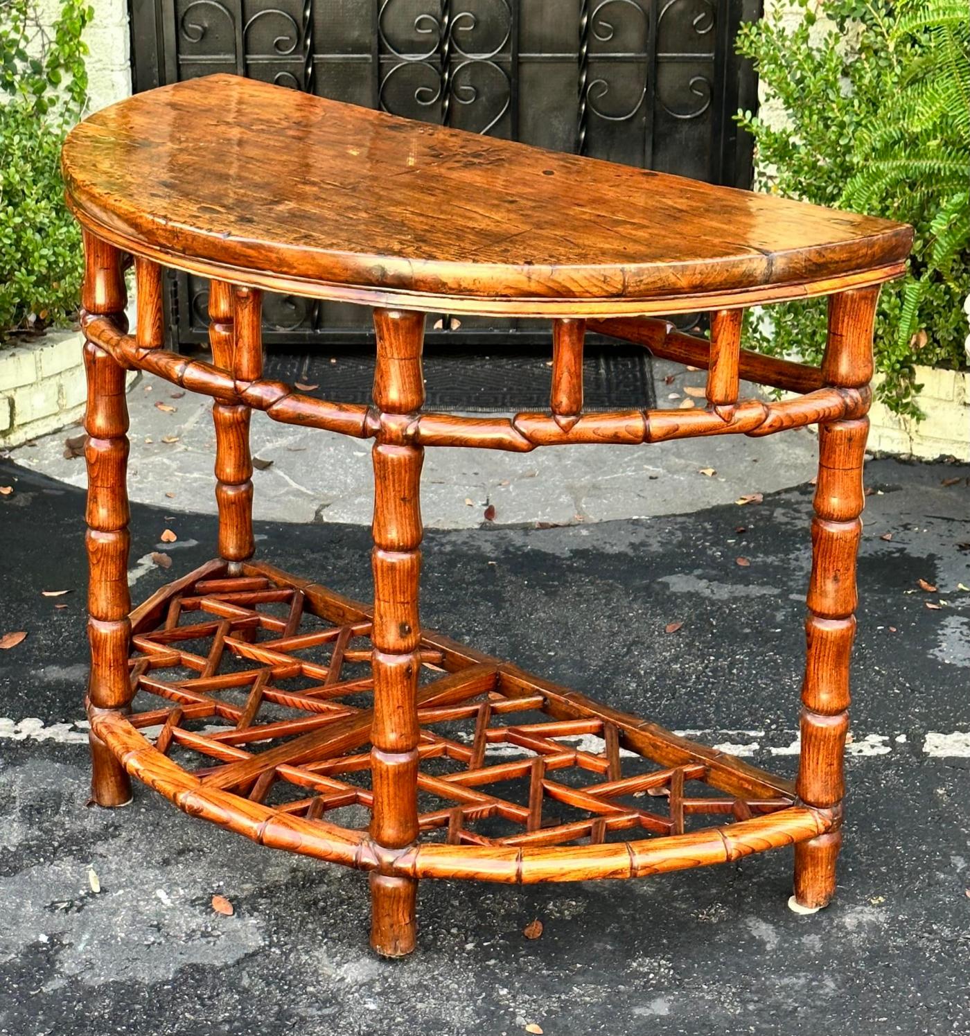 Rose Tarlow - Rose Tarlow Chinoiserie Bamboo Form Demilune Table