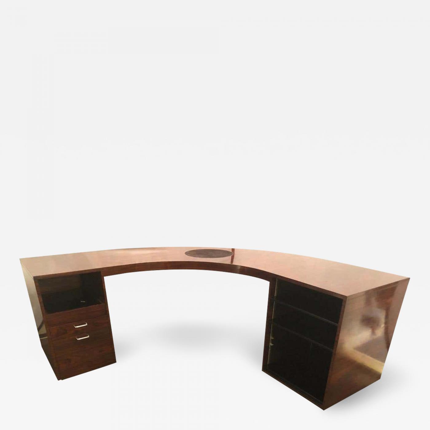 Rosewood Demilune Mid-Century Modern Jewelers or Large Office Desk