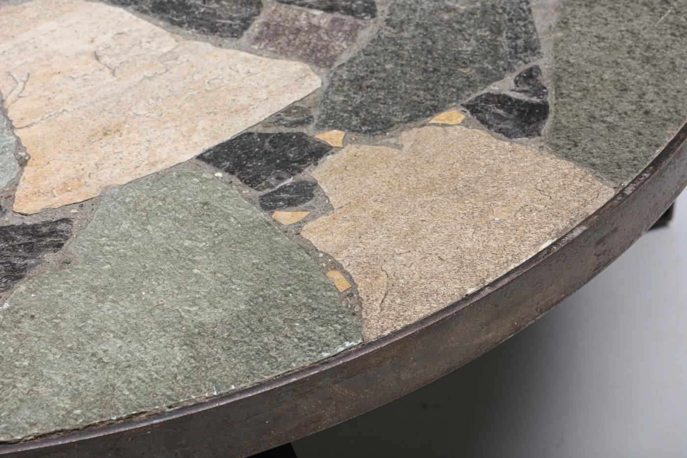 Round Mosaic Stone Coffee Table - 1950's