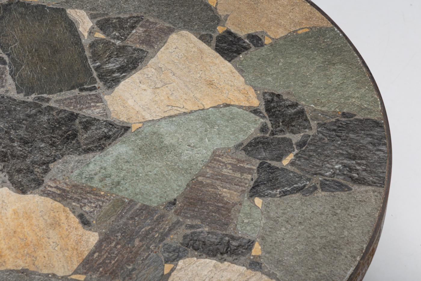 Round Mosaic Stone Coffee Table - 1950's