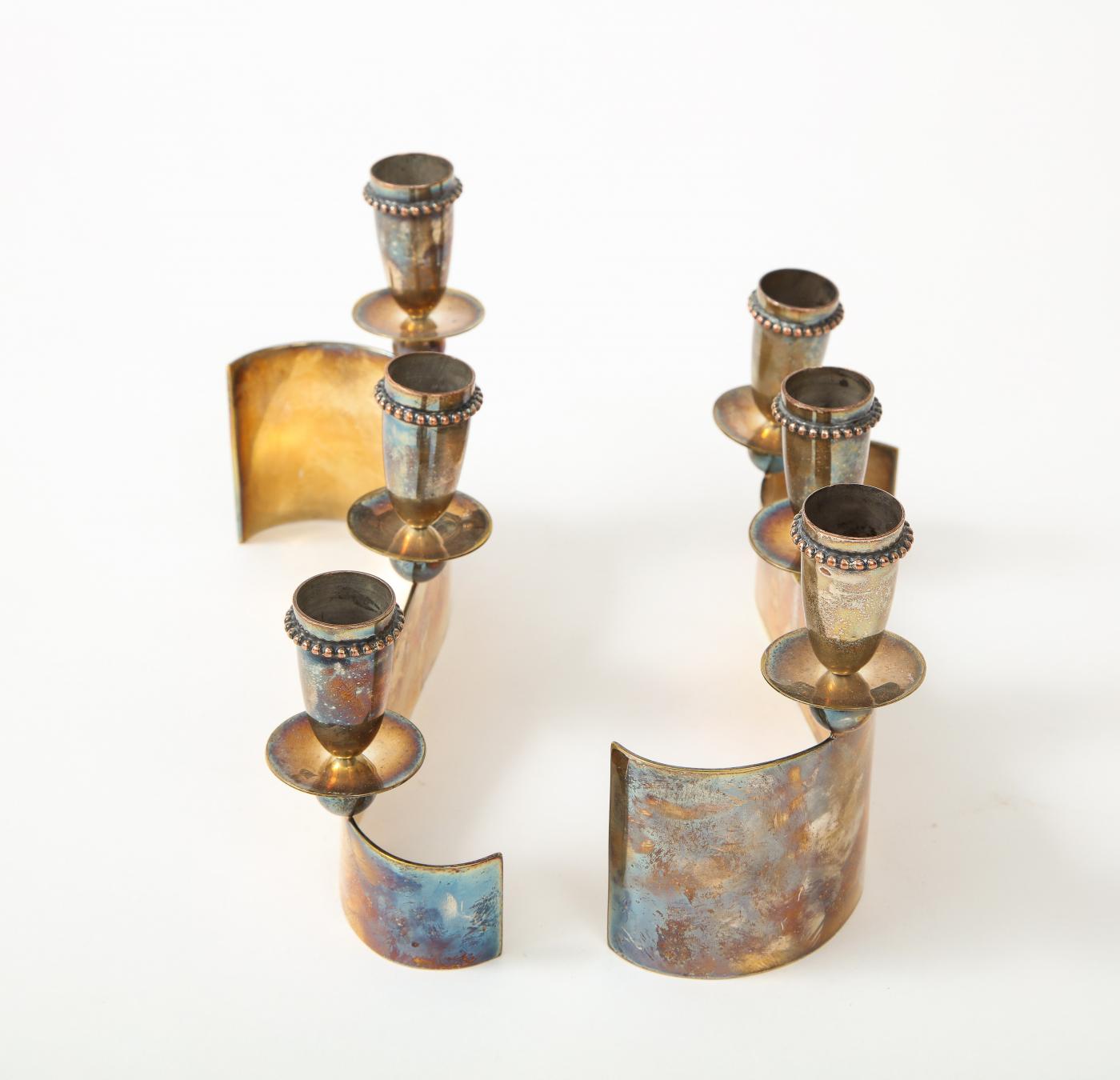 Royal Arden Hickman - Pair Of 1940s silver-Plated Art-Deco Style Candle ...