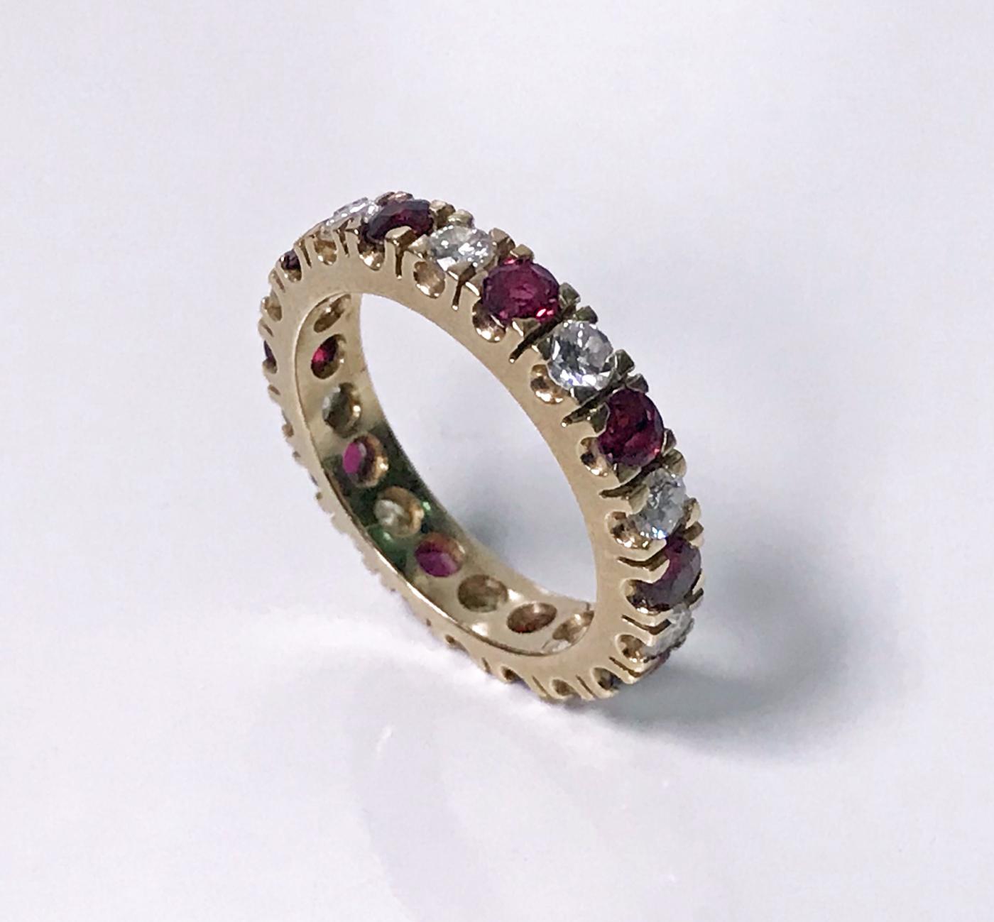 Ruby and Diamond Eternity Ring 14K
