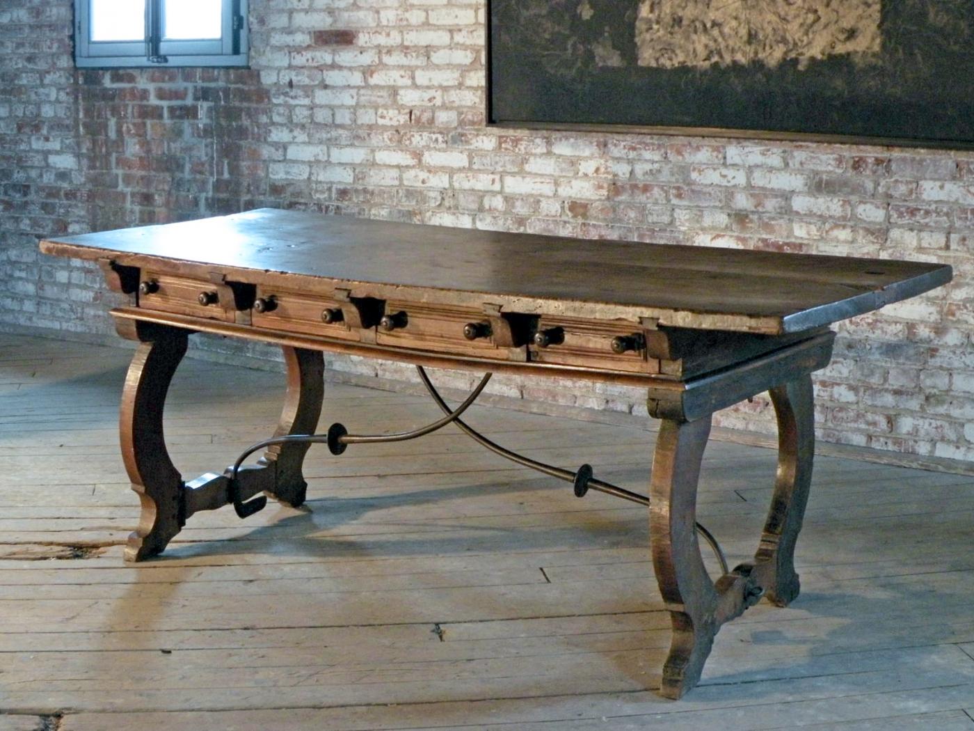 Rustic 17th Century Baroque Walnut Desk / Writing or Library Table