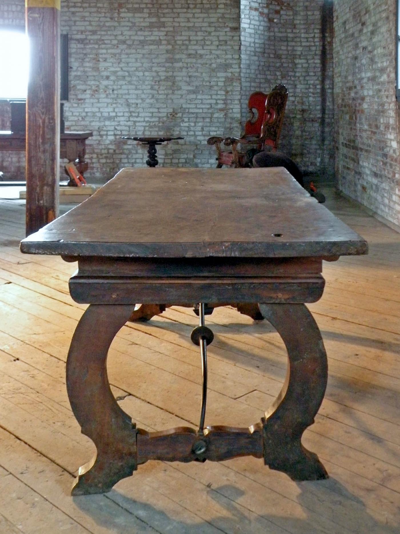 Rustic 17th Century Baroque Walnut Desk / Writing or Library Table