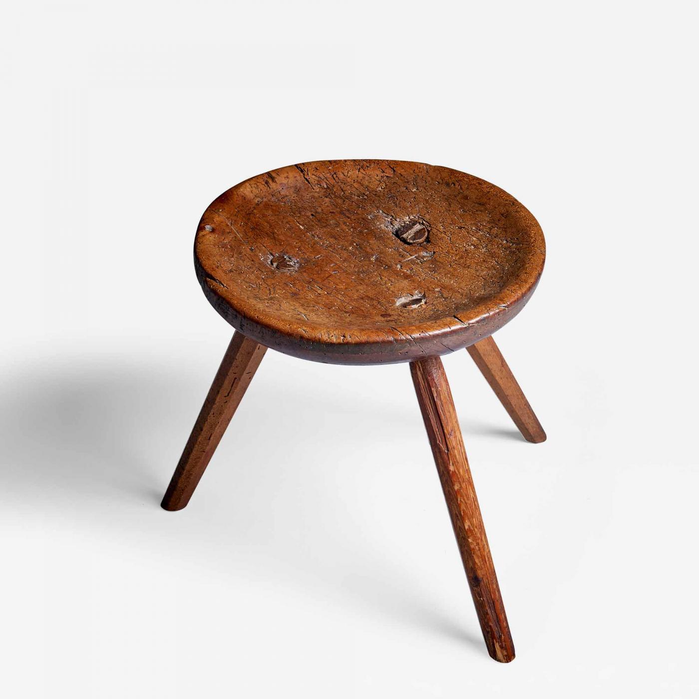 Rustic Farmer's Stool in Maple, ca. 1900