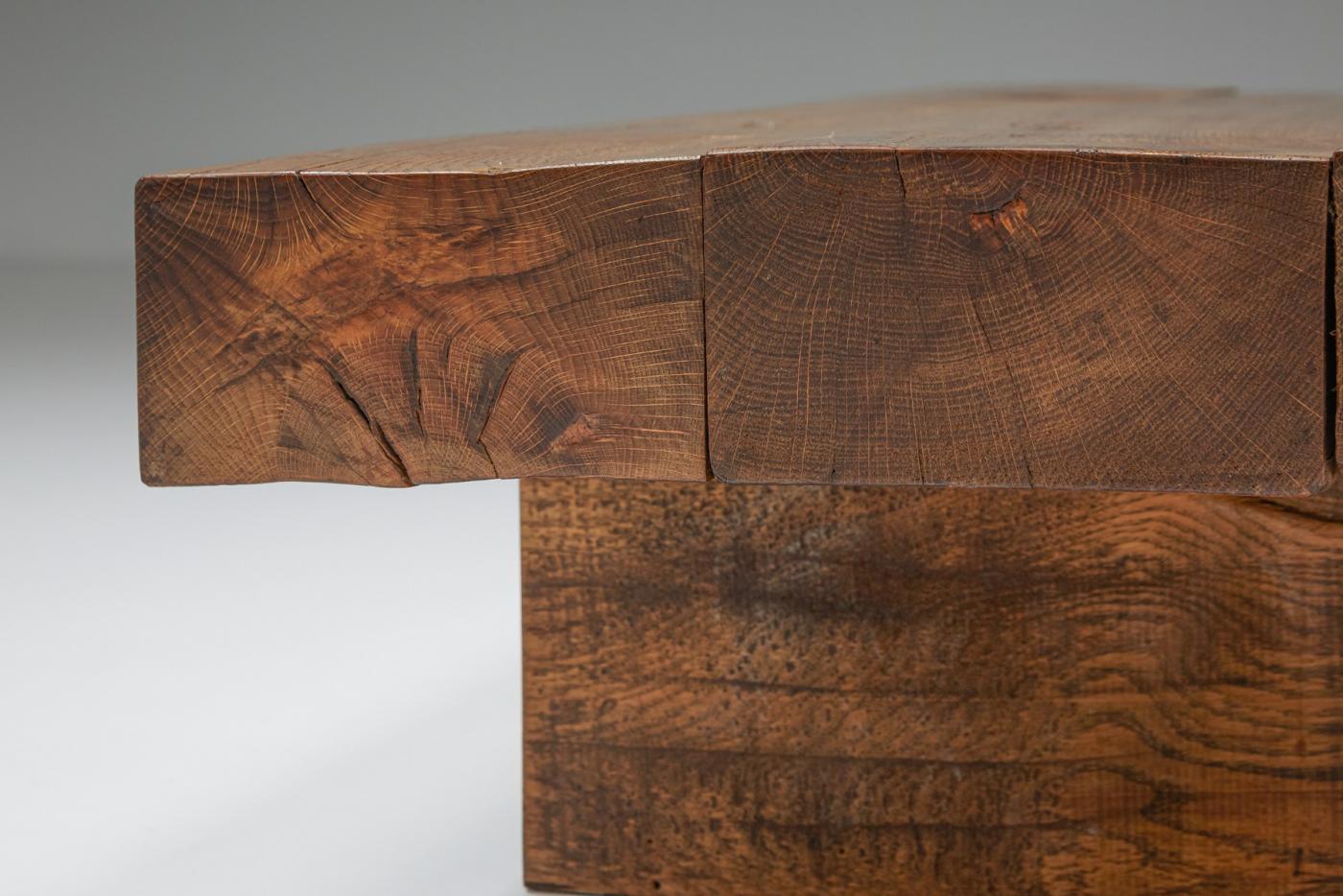 Rustic Solid Wood Coffee Table - 1950's