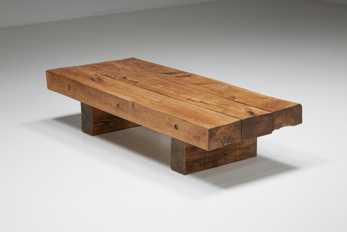 Rustic Solid Wood Coffee Table - 1950's