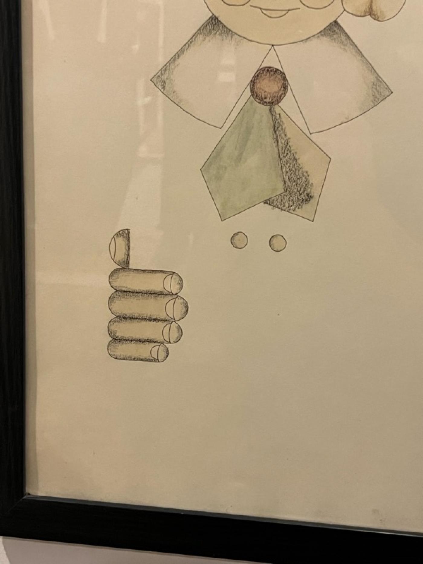 SIGNED RISQUE PEN AND INK DRAWING OF OLD WORLD FAMILY