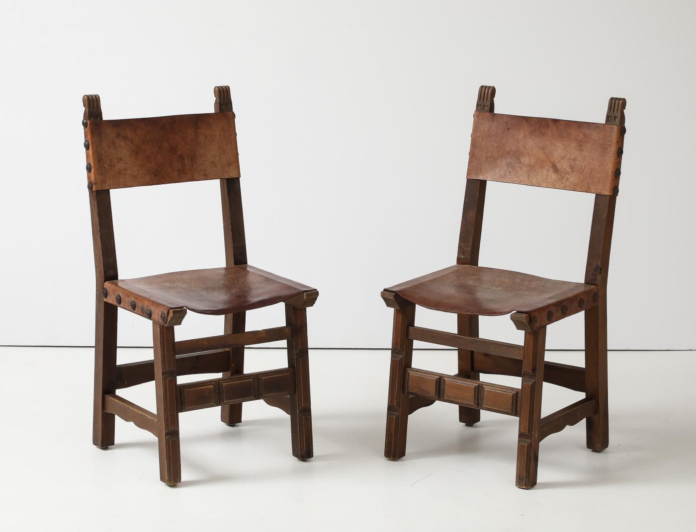 SPANISH LEATHER DINING CHAIRS- Set of 2
