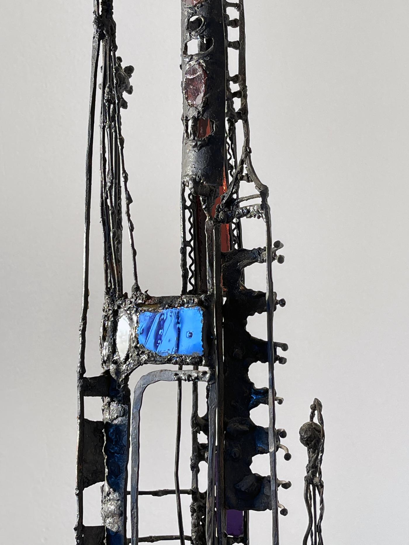 Samuel Adolf Cashwan - Mid-Century Metal and Colored Glass Sculpture ...