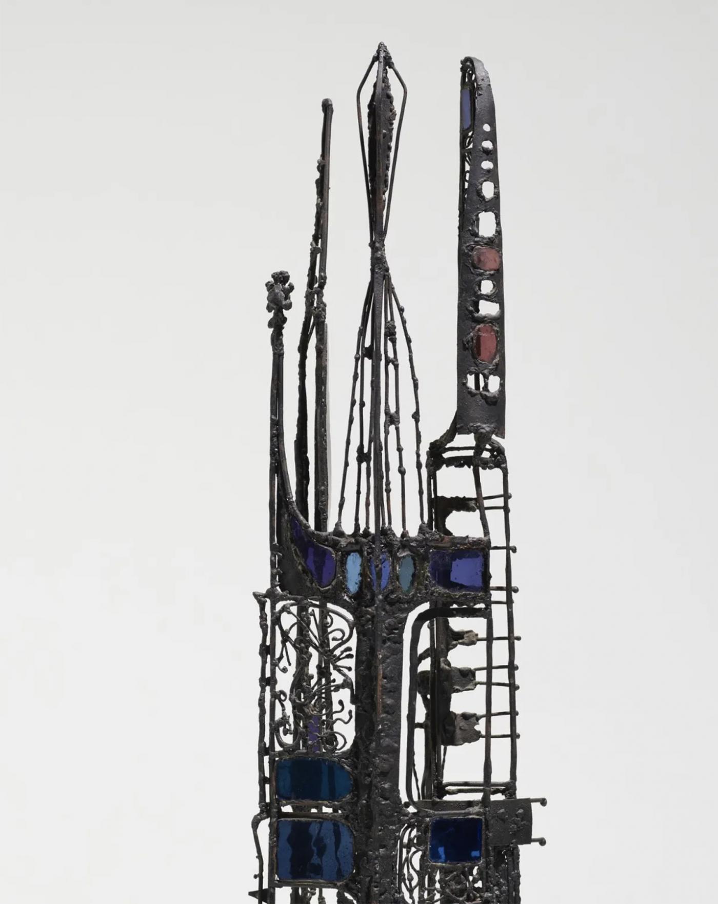 Samuel Adolf Cashwan - Mid-Century Metal and Colored Glass Sculpture ...