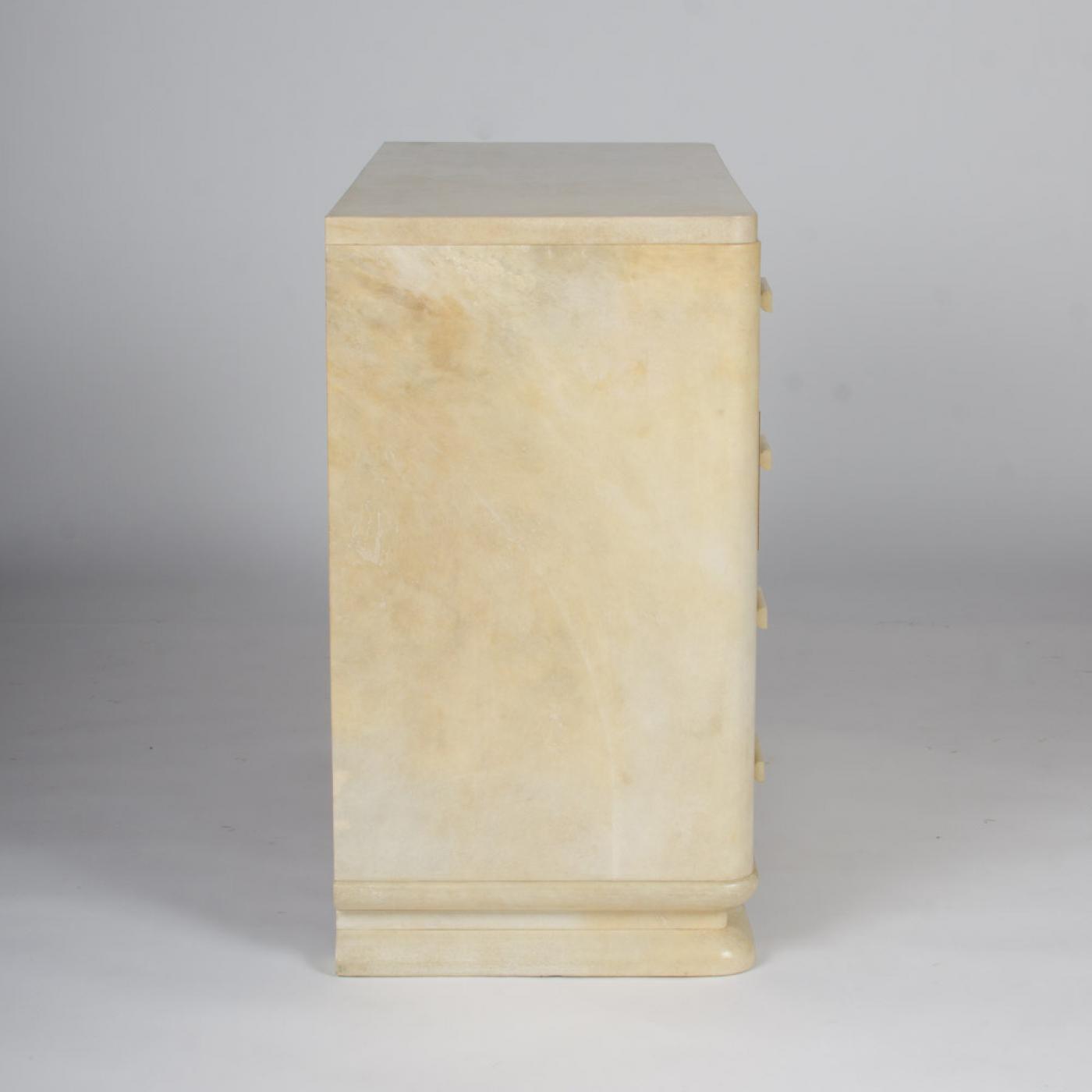 Samuel Marx - A four drawer parchment covered dresser, manner of Samuel ...