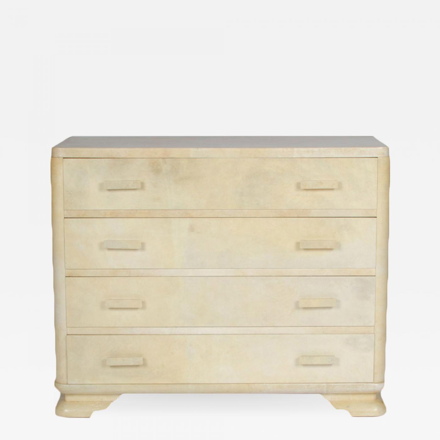 Samuel Marx - A four drawer parchment covered dresser, manner of Samuel ...