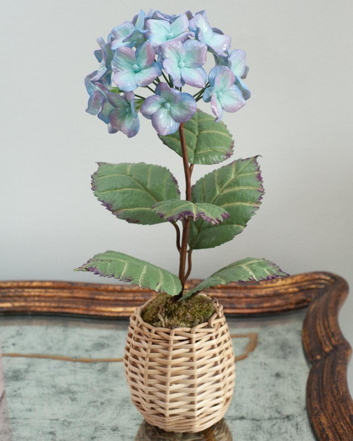 Samuel Mazy - Samuel Mazy Glazed Porcelain Purple and Blue Hydrangea ...
