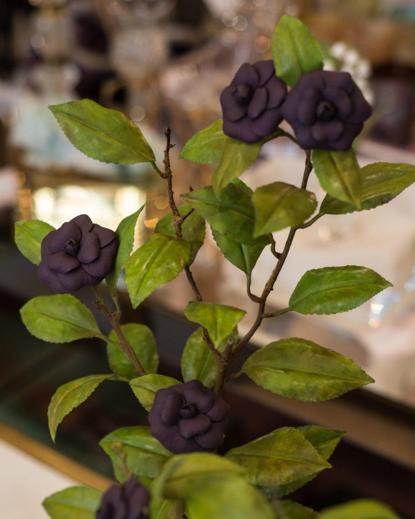 Samuel Mazy - Samuel Mazy Purple Porcelain Camelia Tree Sculpture