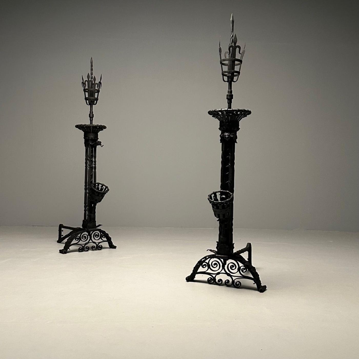 Samuel Yellin - Pair Monumental Samuel Yellin Style Wrought Iron ...