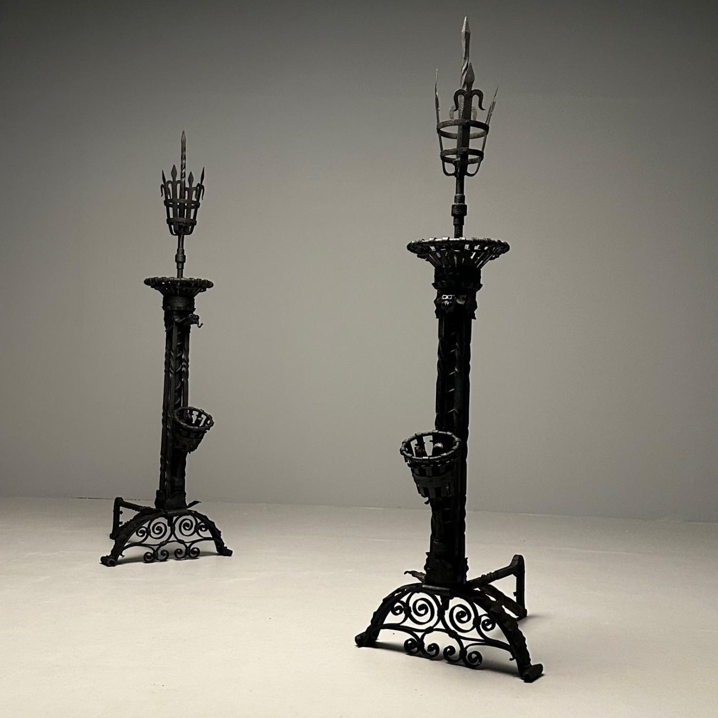 Samuel Yellin - Pair Monumental Samuel Yellin Style Wrought Iron ...