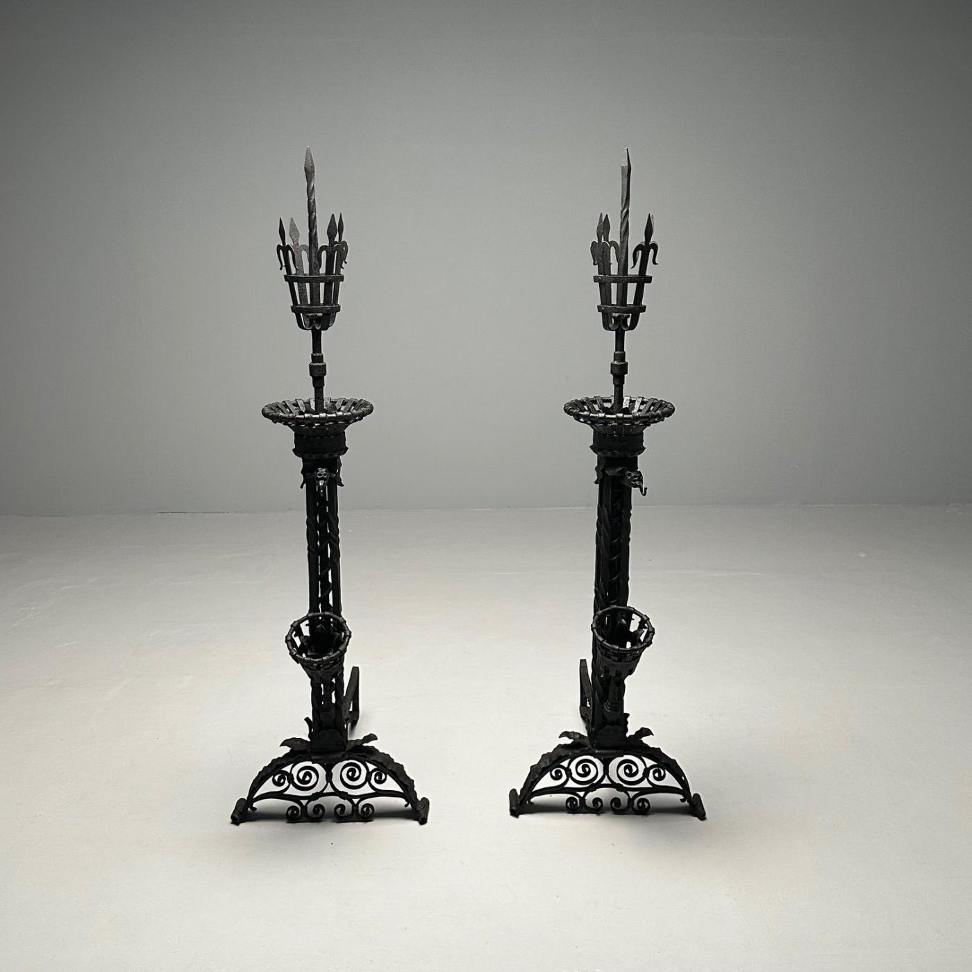 Samuel Yellin - Pair Monumental Samuel Yellin Style Wrought Iron ...