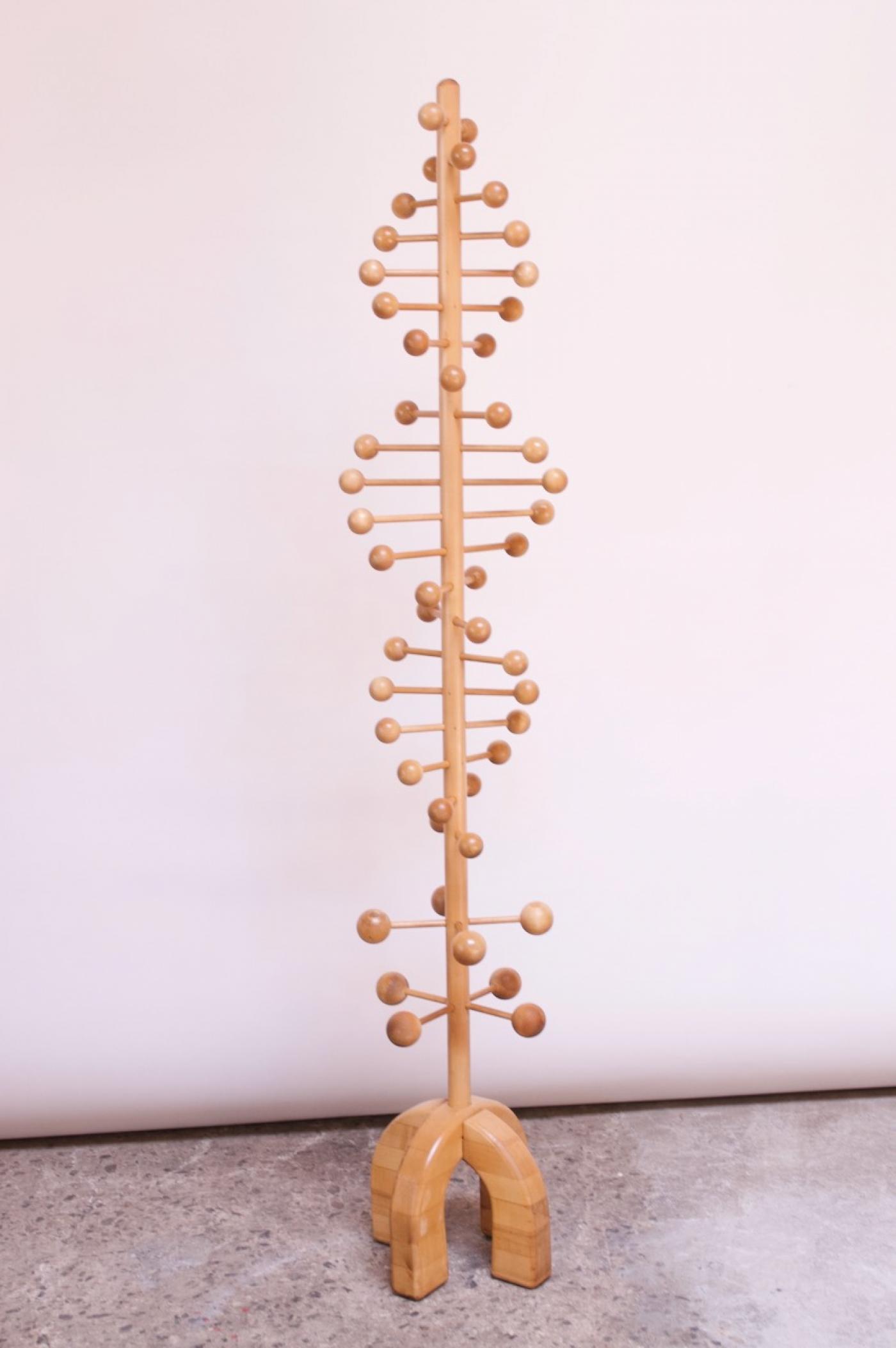 Sculptural Double Helix Maple Coat Tree