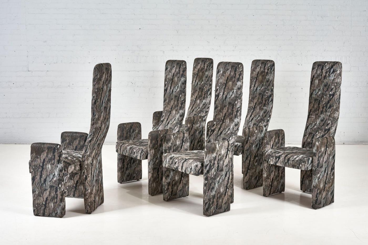 Sculptural Post Modern High Back Dining Chairs, 1980.