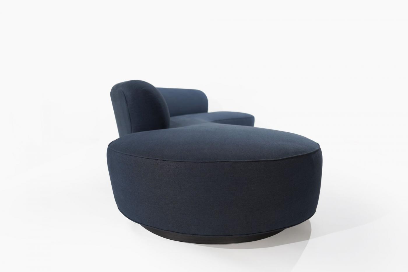 Vladimir Kagan - Serpentine Sofa by Vladimir Kagan in Navy Linen, Model ...