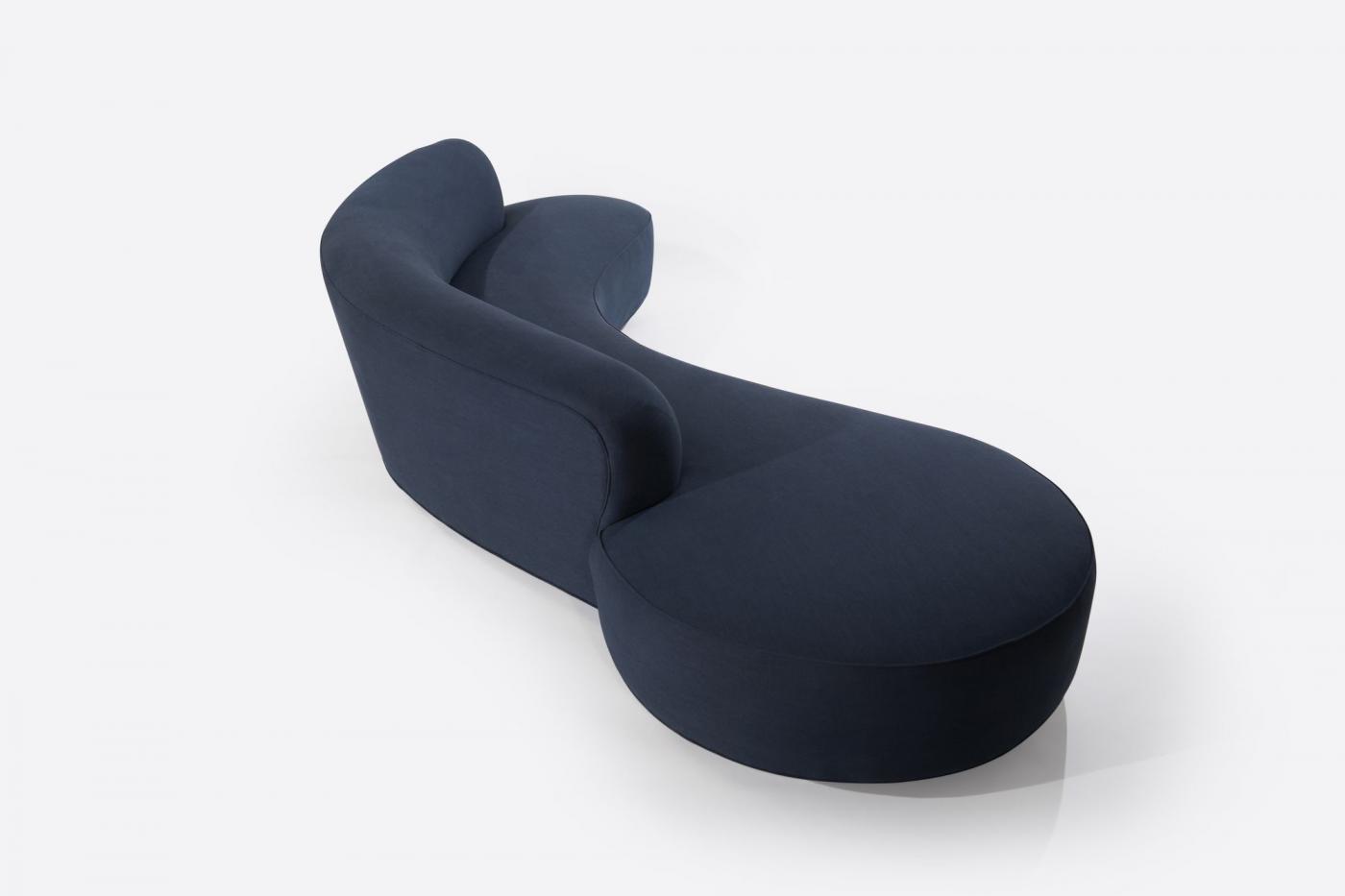 Vladimir Kagan - Serpentine Sofa by Vladimir Kagan in Navy Linen, Model ...