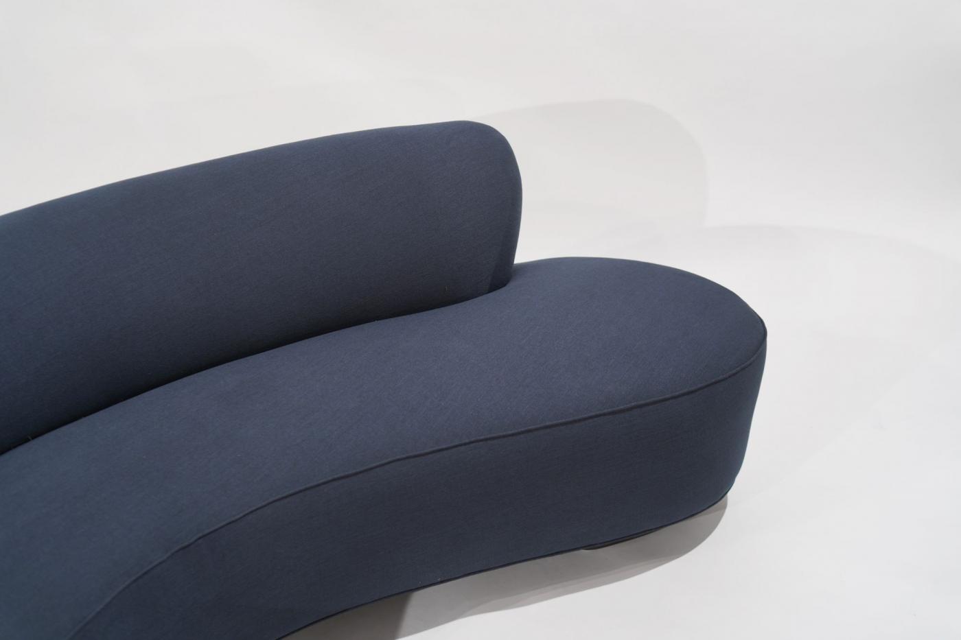 Vladimir Kagan - Serpentine Sofa by Vladimir Kagan in Navy Linen, Model ...