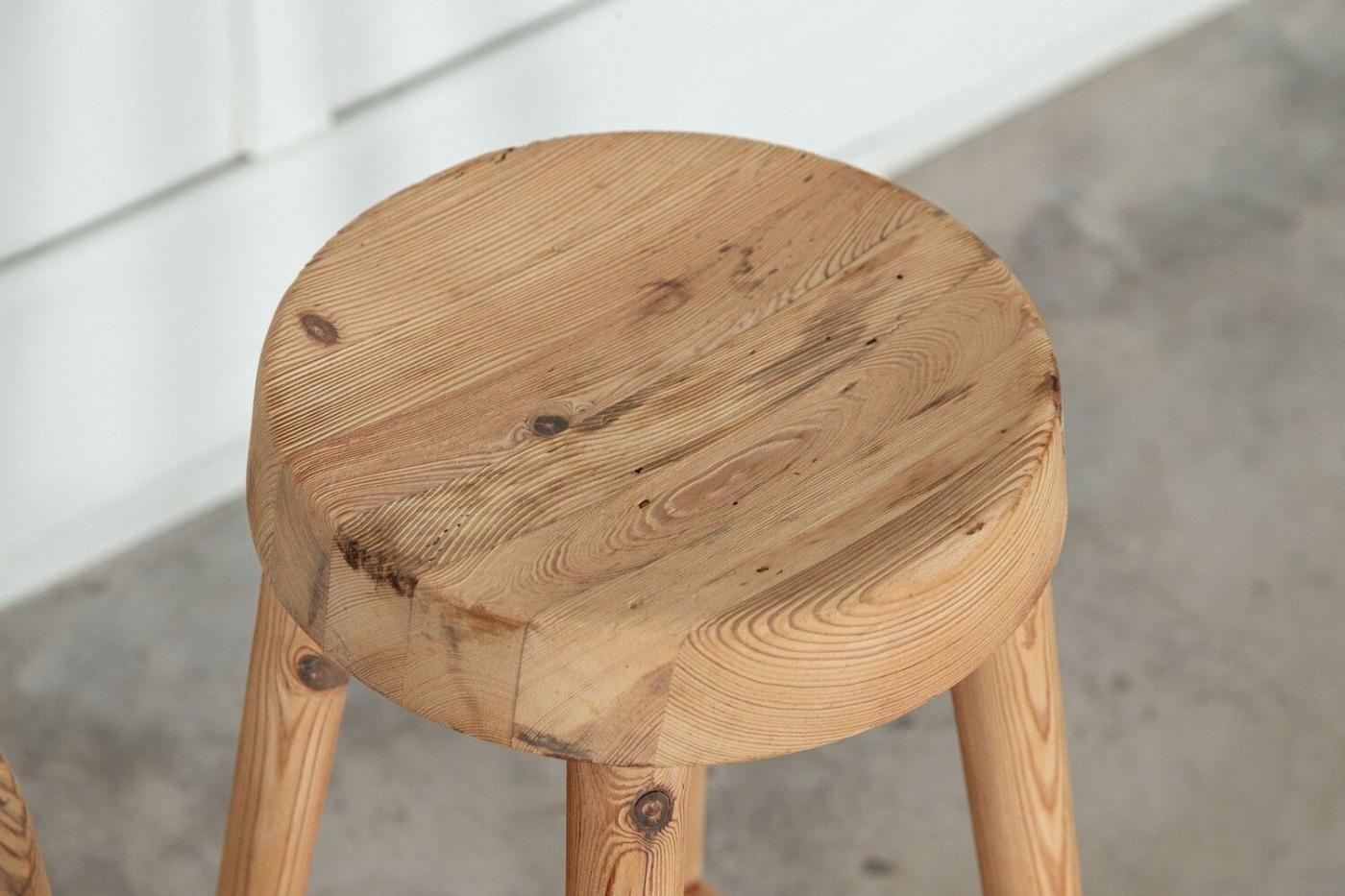 Set Four MidC Charlotte Perriand Style Pine Artists Stools