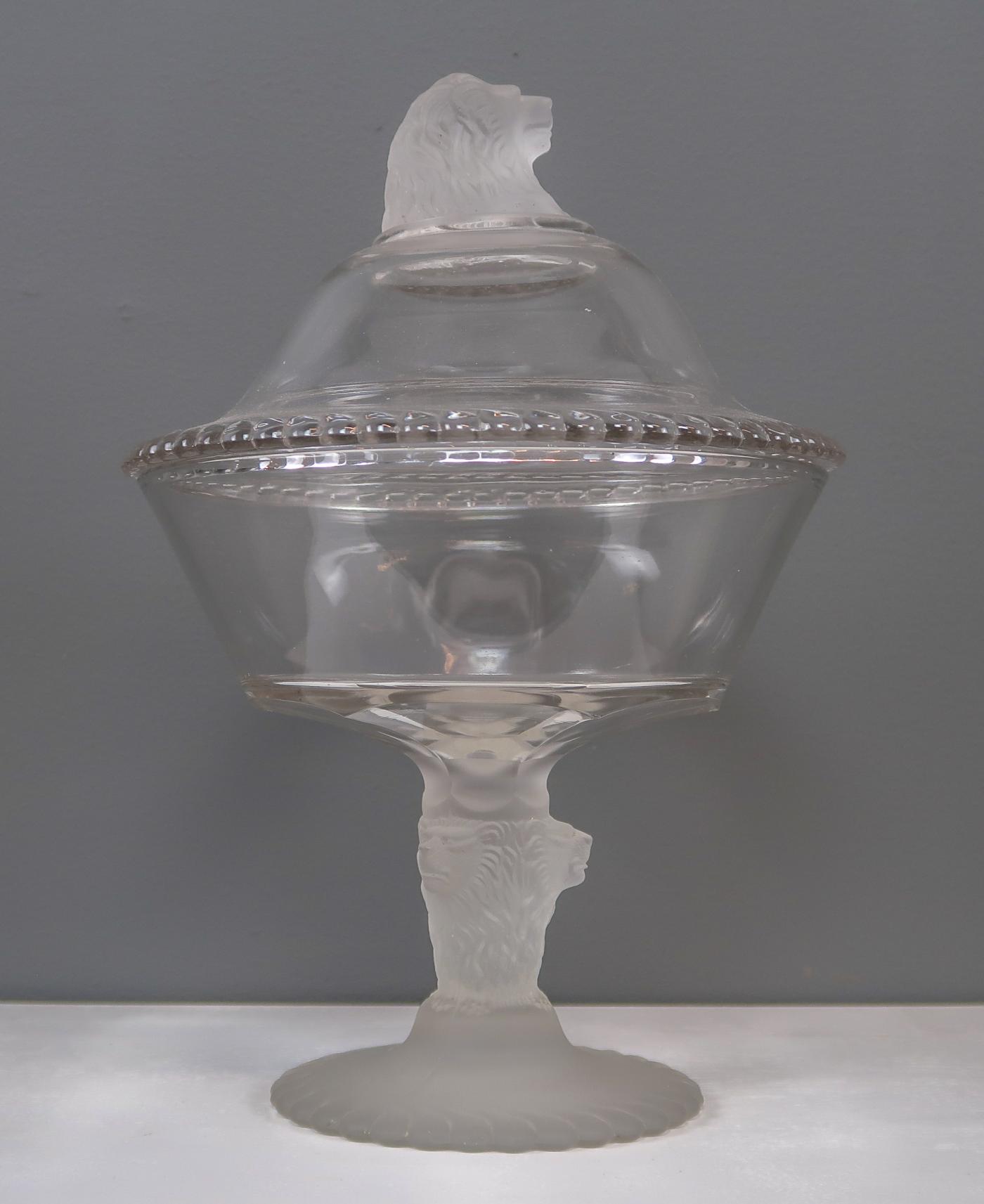 Set c1880 Gillinder & Sons Frosted Lion Glass Compotes, Philadelphia