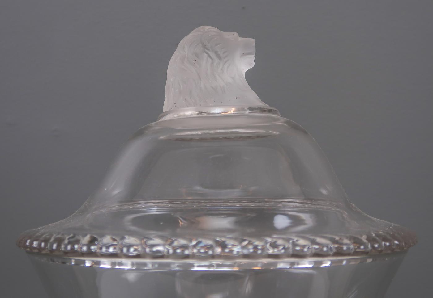 Set c1880 Gillinder & Sons Frosted Lion Glass Compotes, Philadelphia