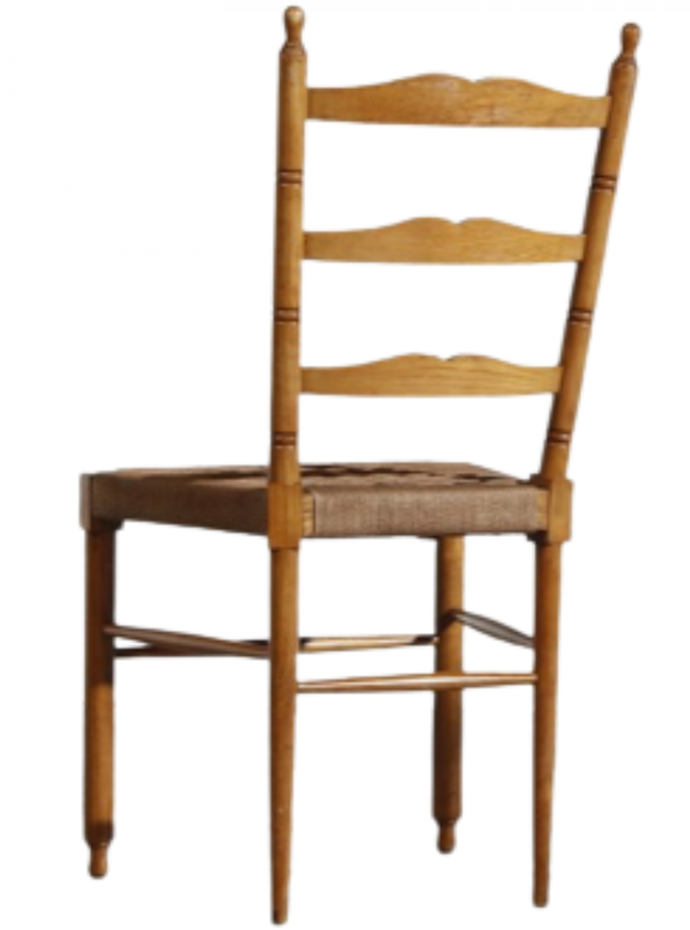 Set four Italian Modern Oak & Rope Dining Chairs