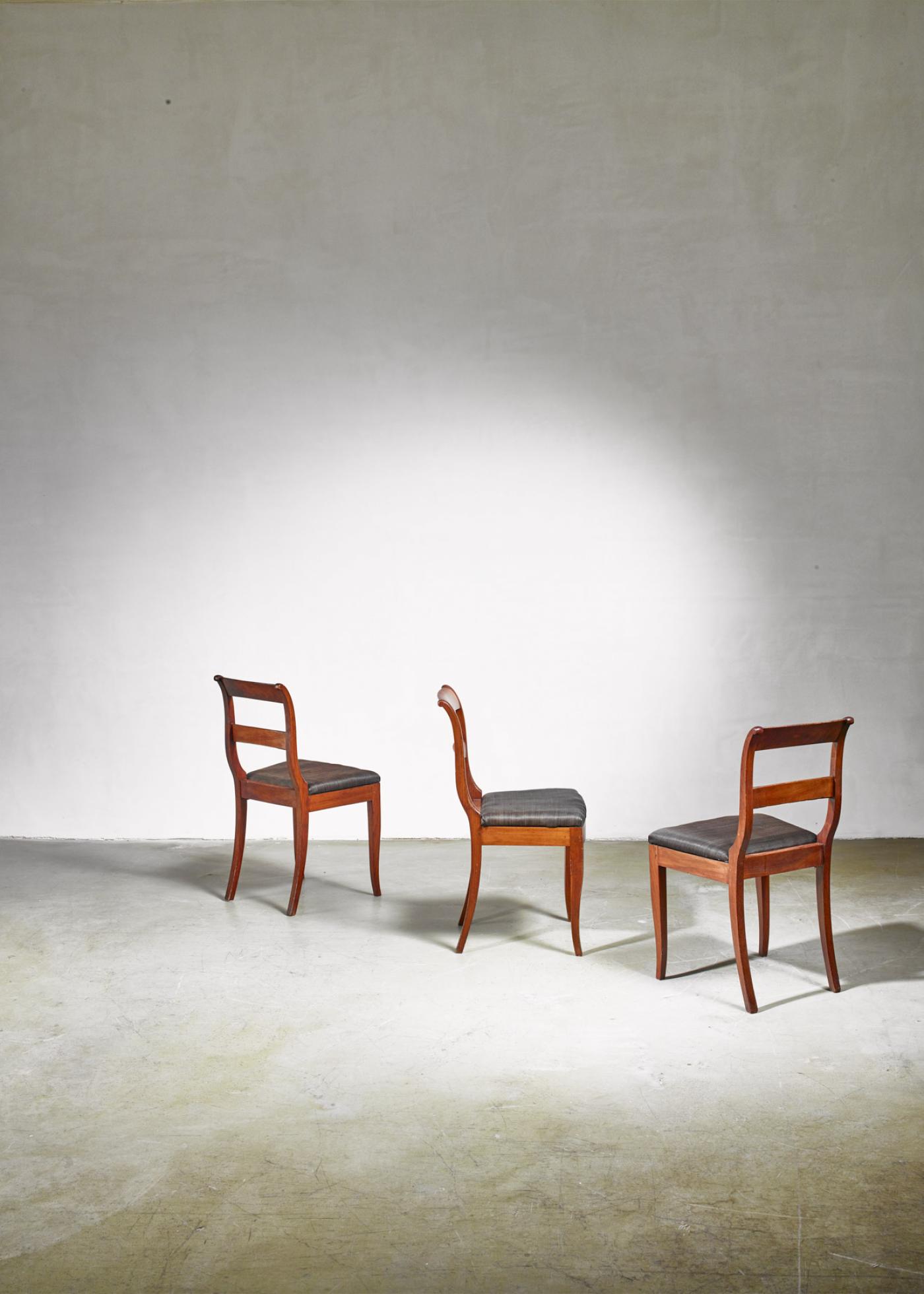 Karl Johan - Set of 3 Karl Johan style sidechairs with horsehair seat ...