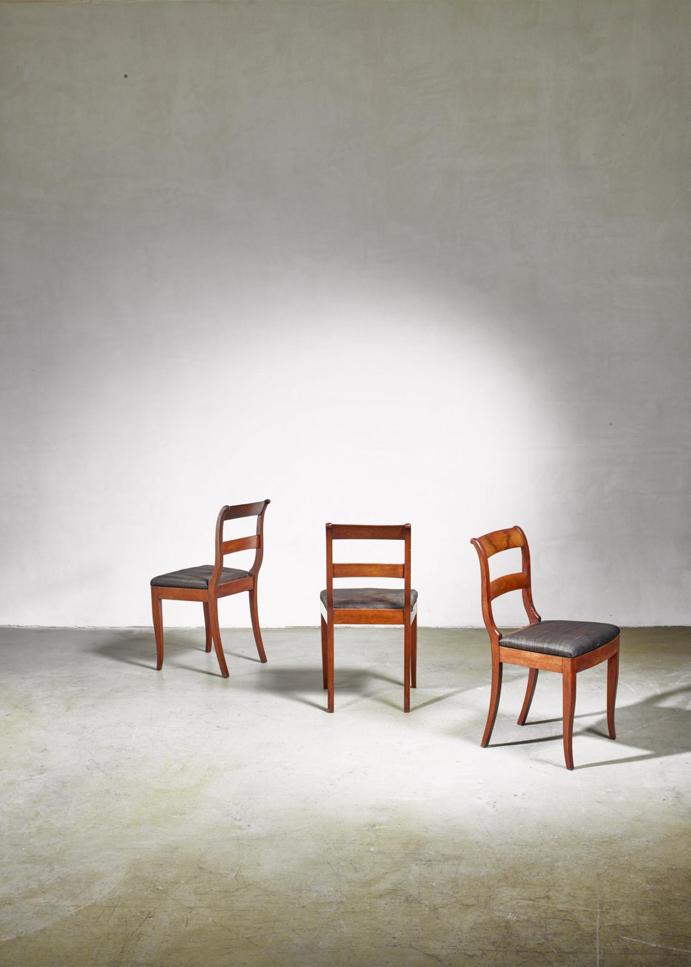 Karl Johan - Set of 3 Karl Johan style sidechairs with horsehair seat ...