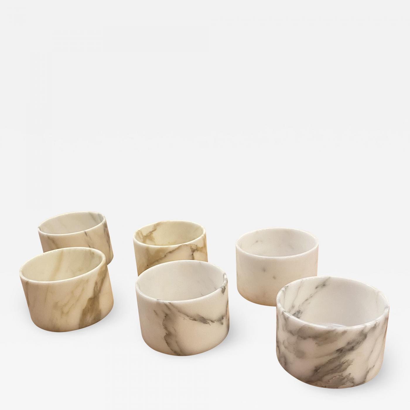 Set of 6 Short Carrara Marble Glasses, Italy