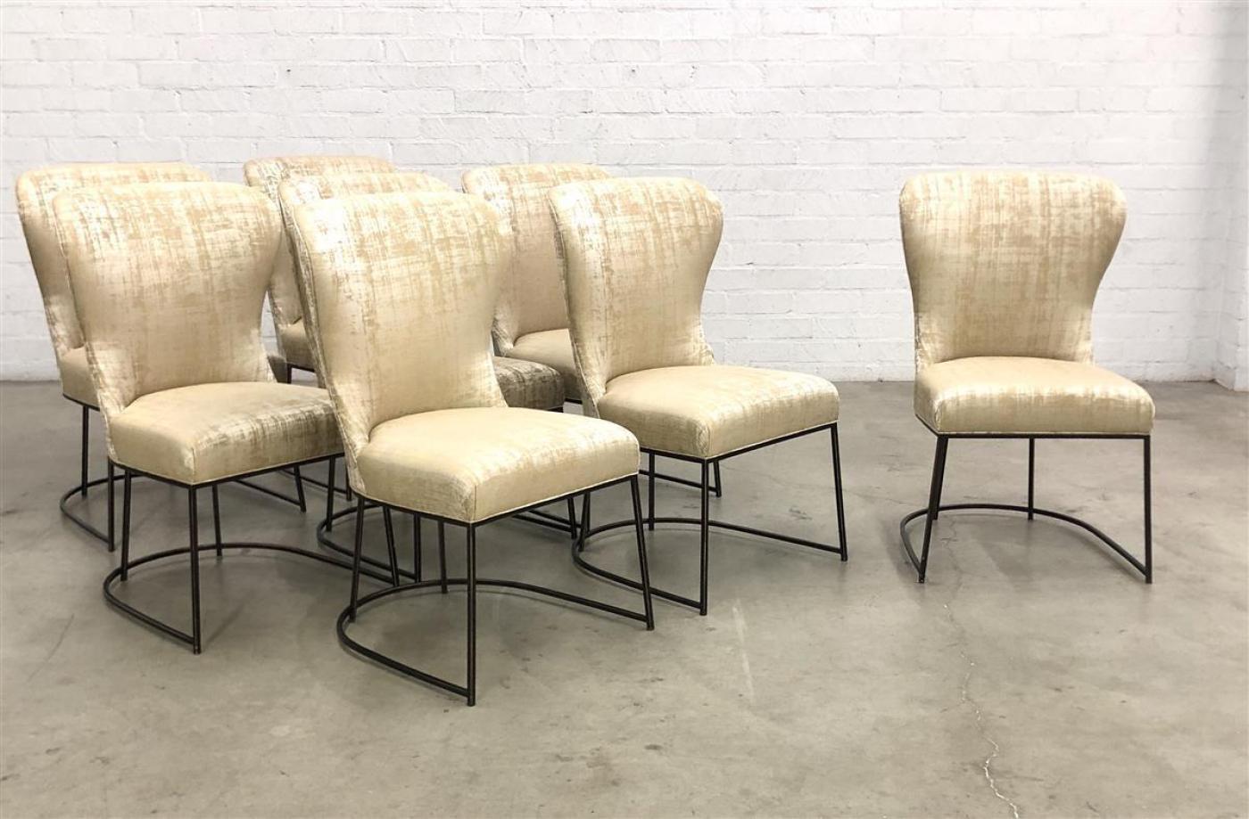 Set of 8 Arteriors Gold Metalic Upholstered Patinated Metal Modern ...