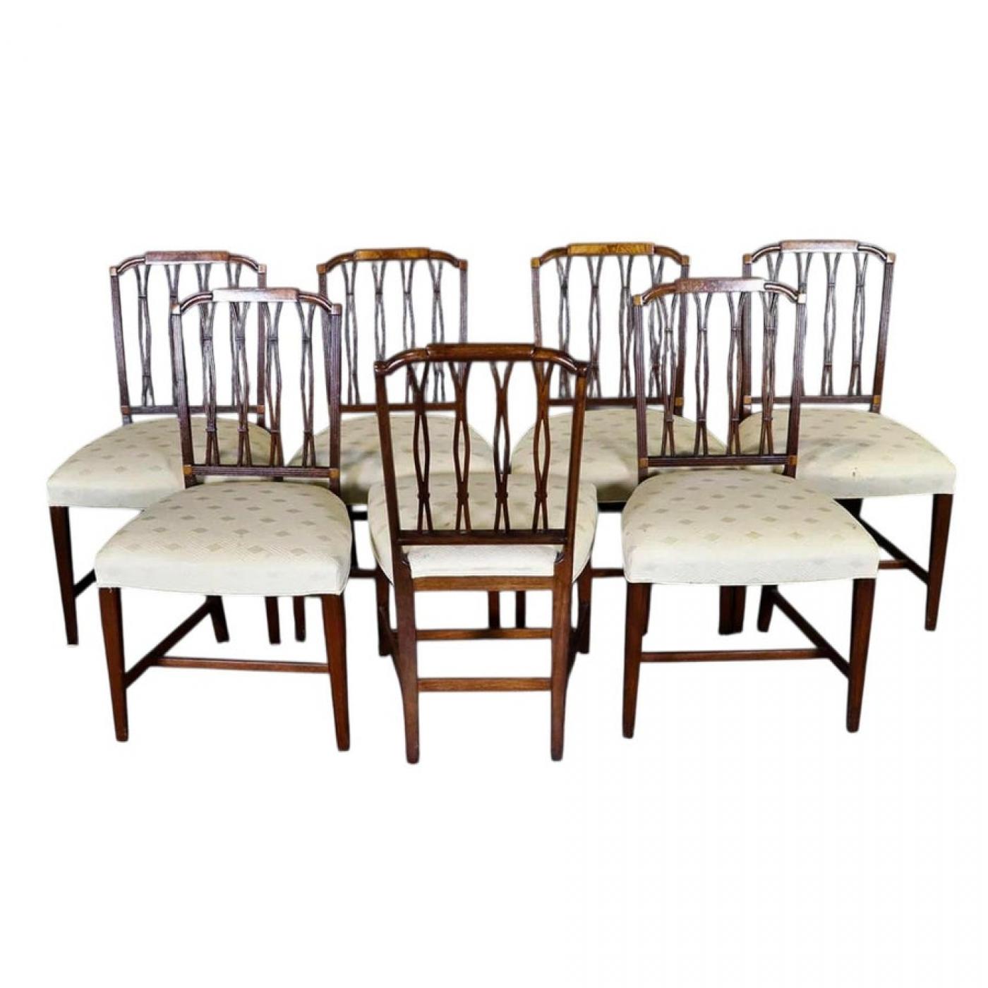 Set of 8 Mahogany Federal Style Upholstered Dining Chairs With ...