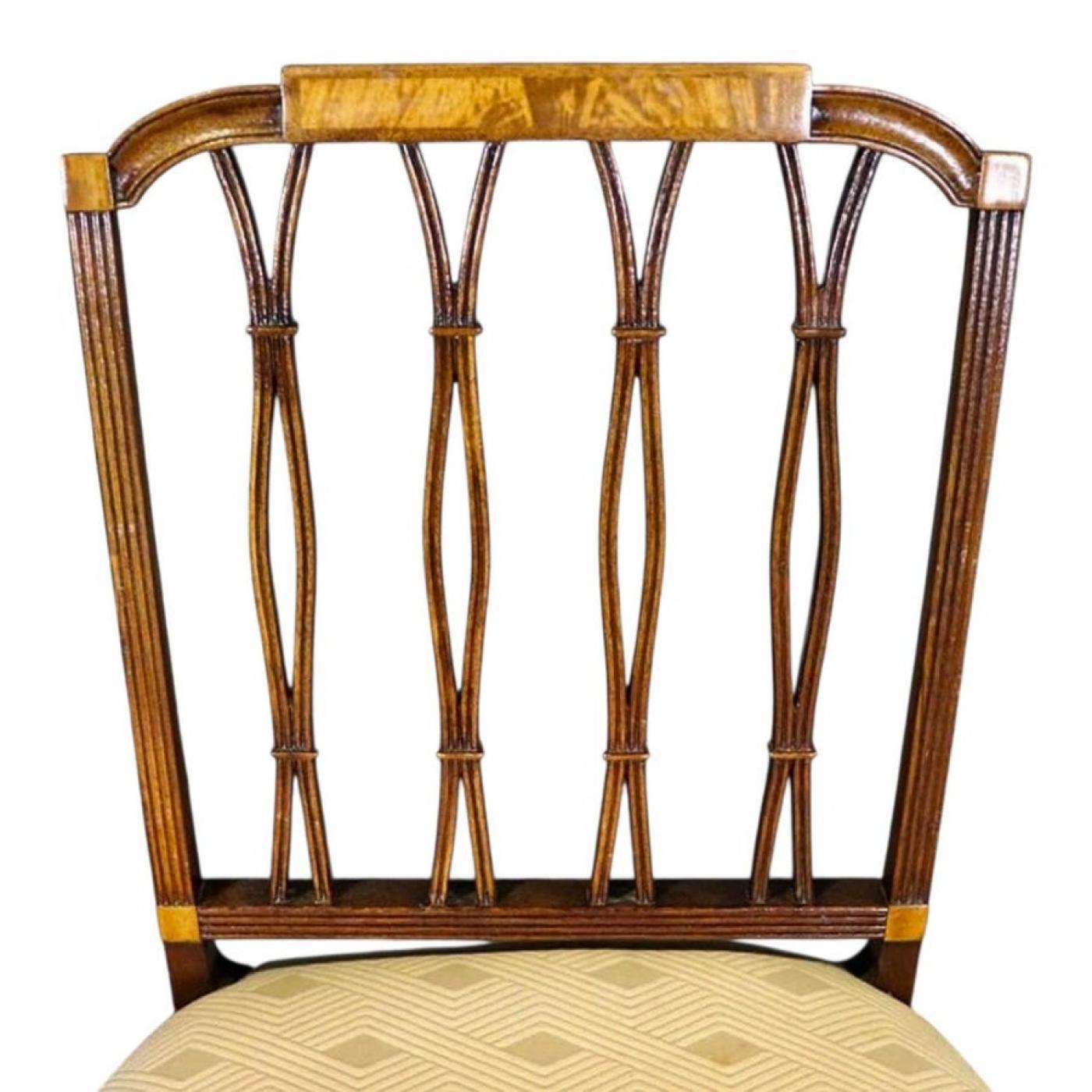 Set of 8 Mahogany Federal Style Upholstered Dining Chairs With ...