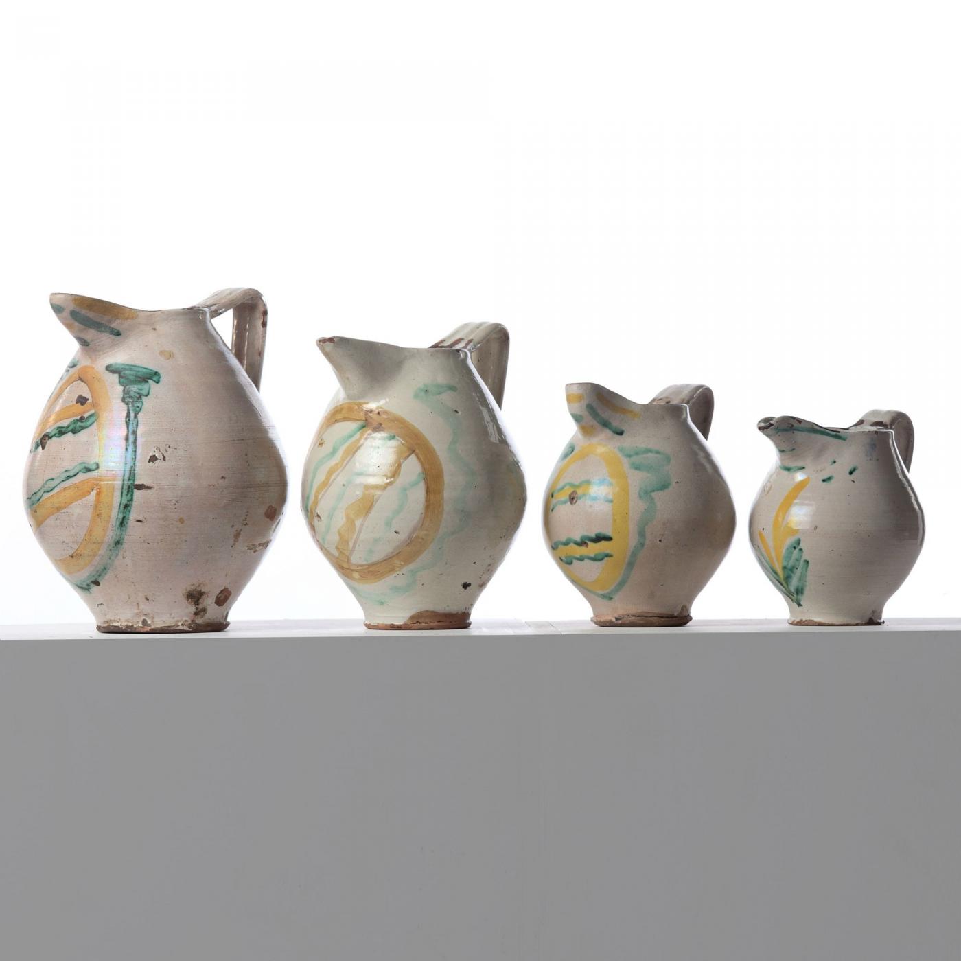 Set of Four 18th c. Italian Majolica Jugs from Sicily