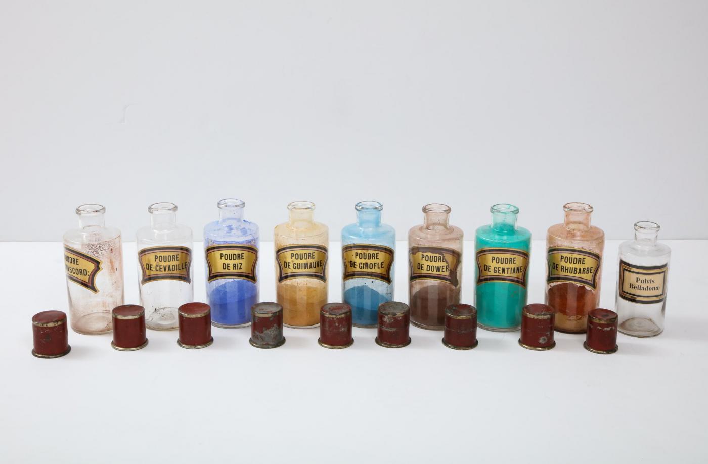 Set of Nine Pigment Jars