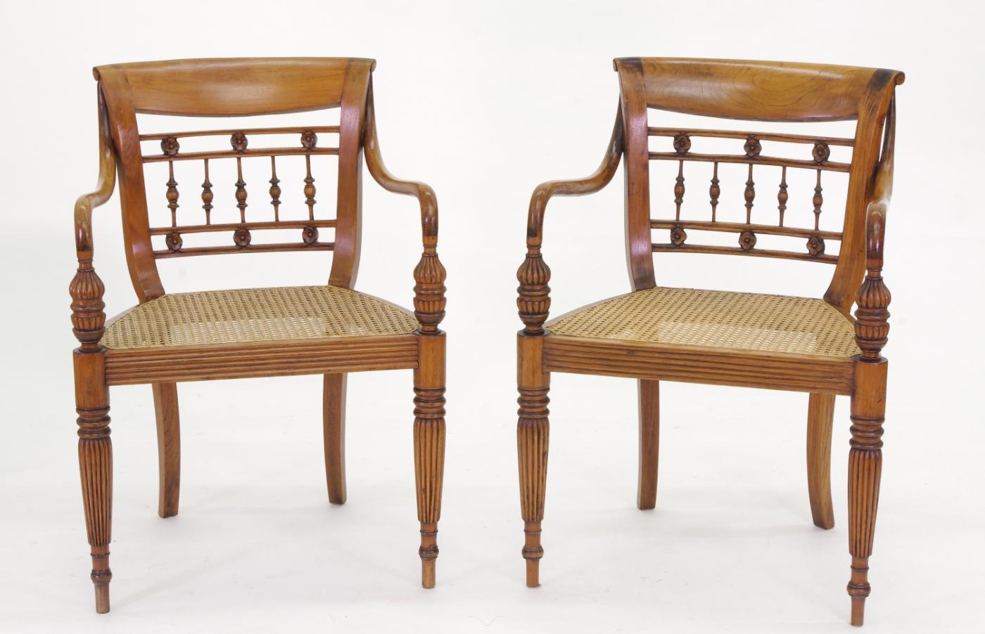 Set of Six British Colonial Dining Chairs, 1830