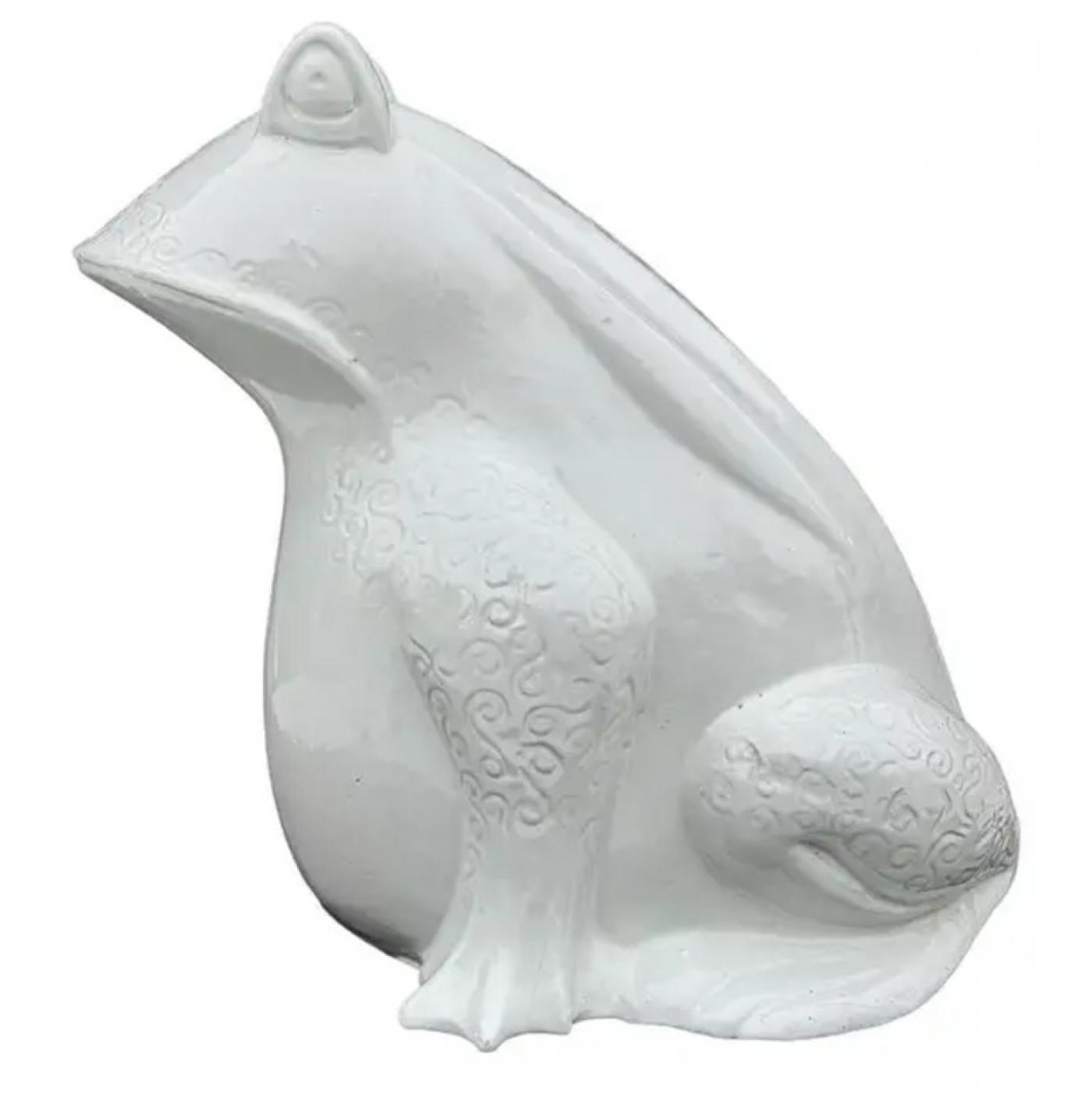 Signed Large Mid Century Italian Glazed Ceramic Frog or Toad in White ...