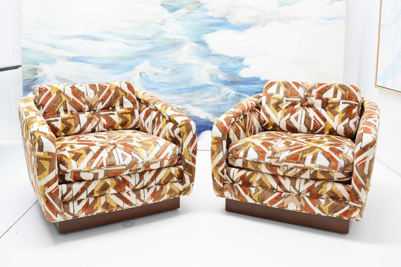 Silver Craft - Swivel Lounge Chairs in Gorgeous Fabric by Silver-Craft ...