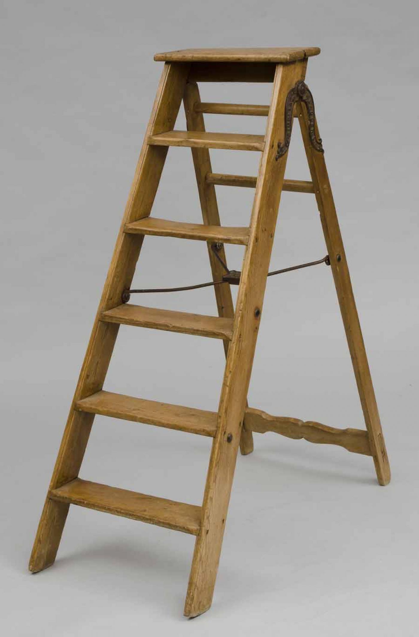Simplex Ladder - English Victorian Pine Step Ladder Labeled "Simplex ...