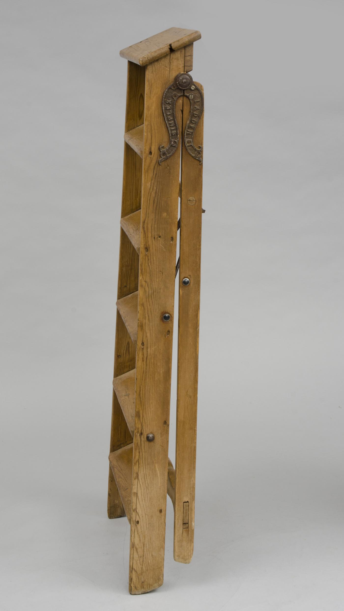 Simplex Ladder - English Victorian Pine Step Ladder Labeled "Simplex ...
