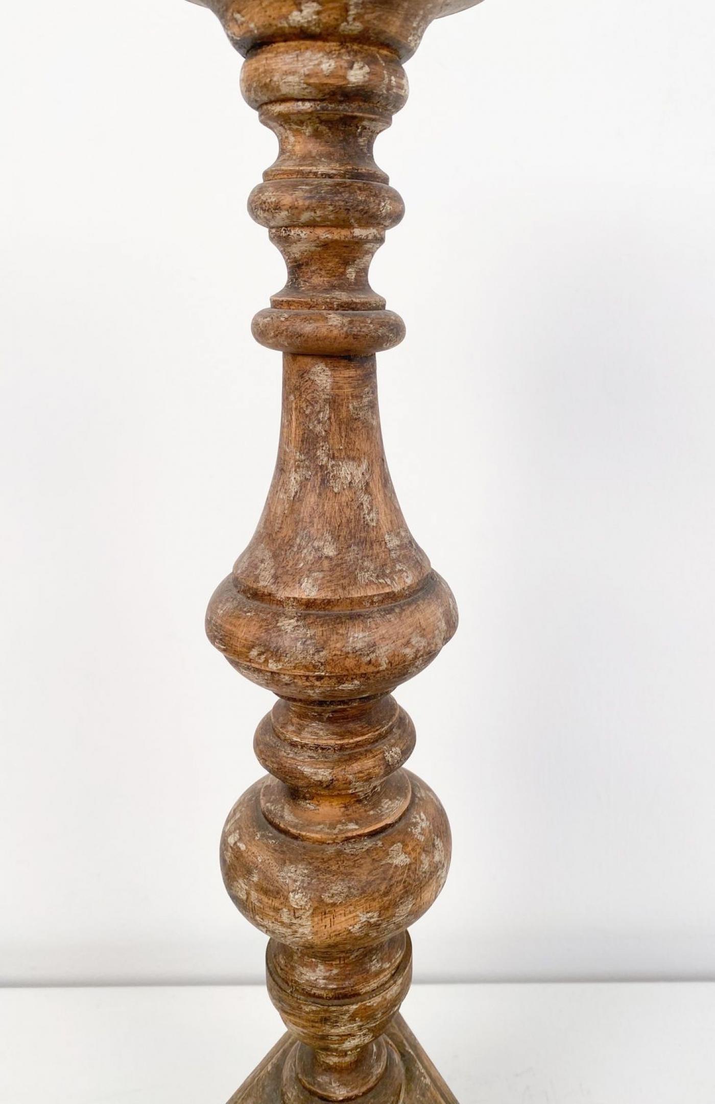 Single Rustic Carved Wood Pricket, circa 1800