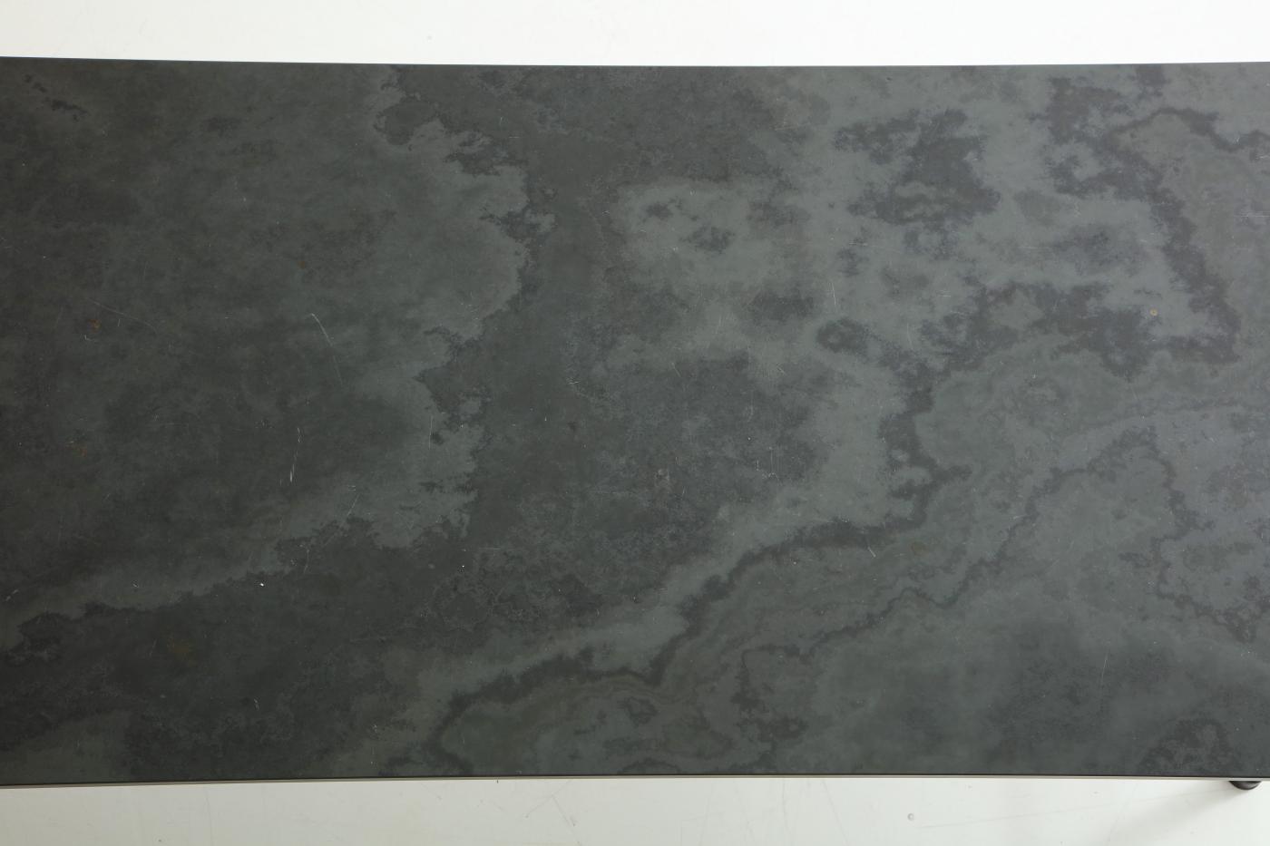 Slate top dining table or desk with industrial iron base