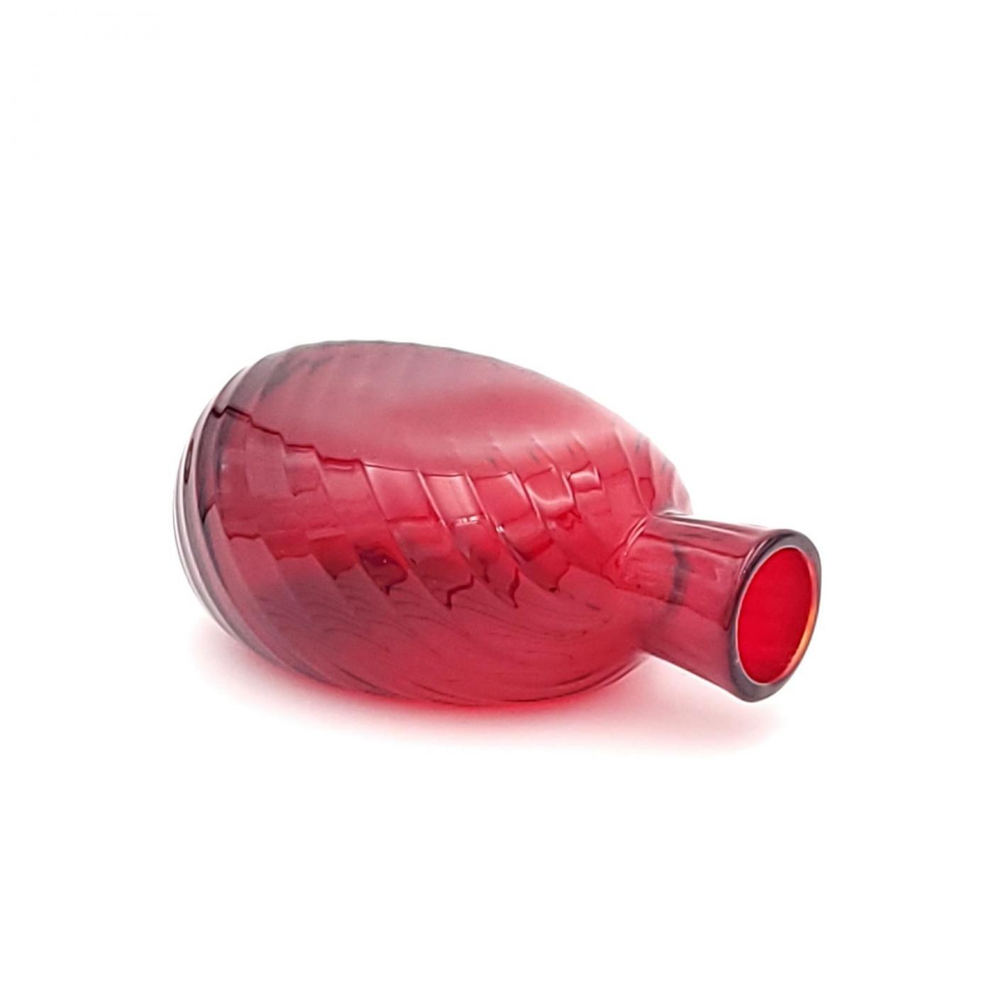 Small Red Glass Flask/Vase, marked Pairpoint, U.S.A. circa 1920