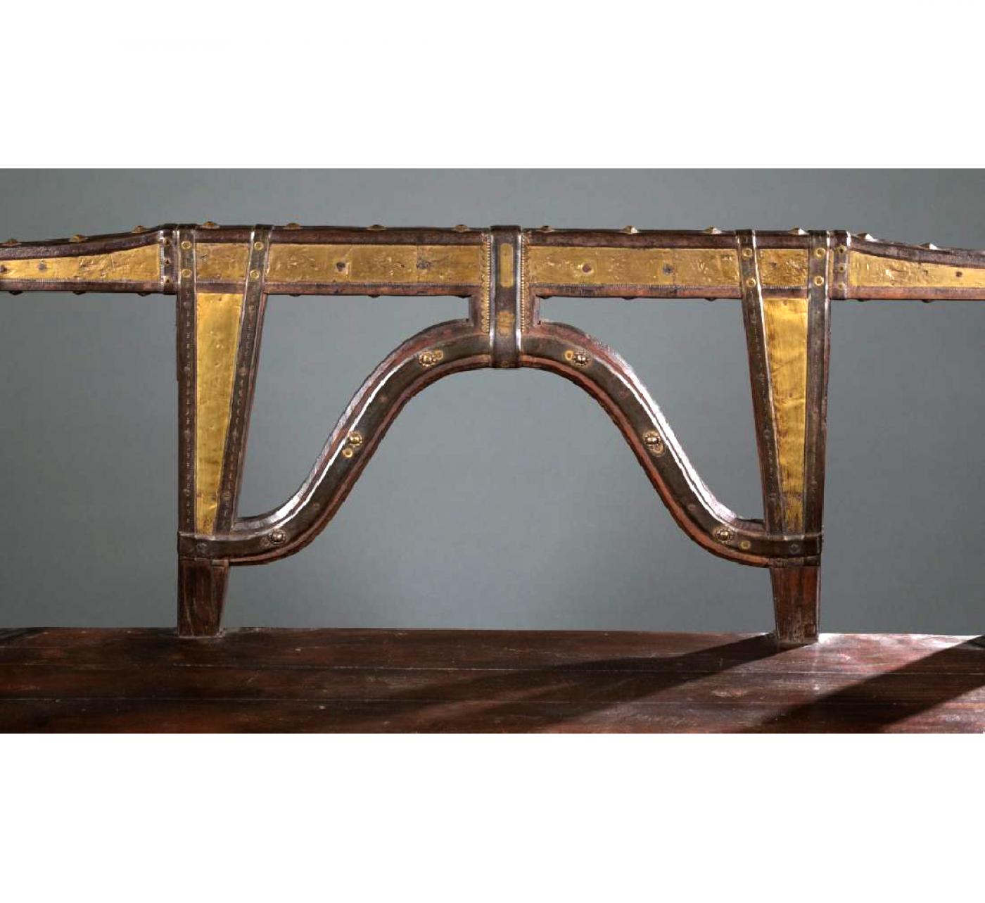 Spanish Colonial Wood and Metal Bench