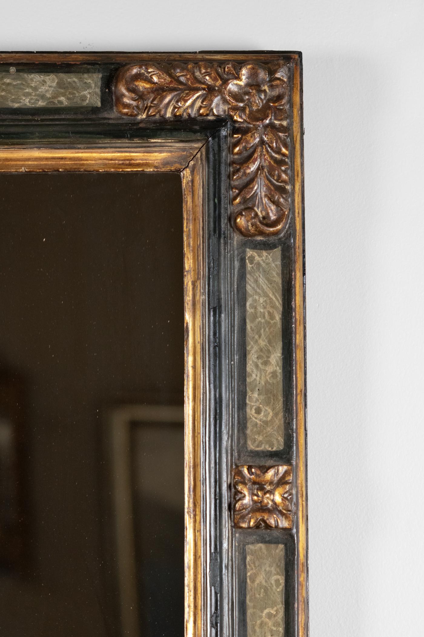 Spanish Giltwood & Painted Mirror Frame with Faux Marble Accents, Circa ...