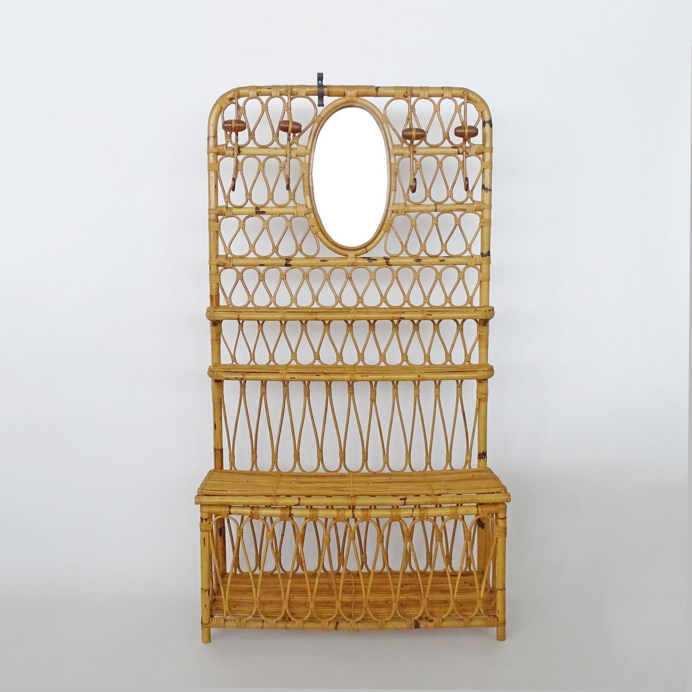 Splendid Italian 1950s Bamboo entrance hall unit